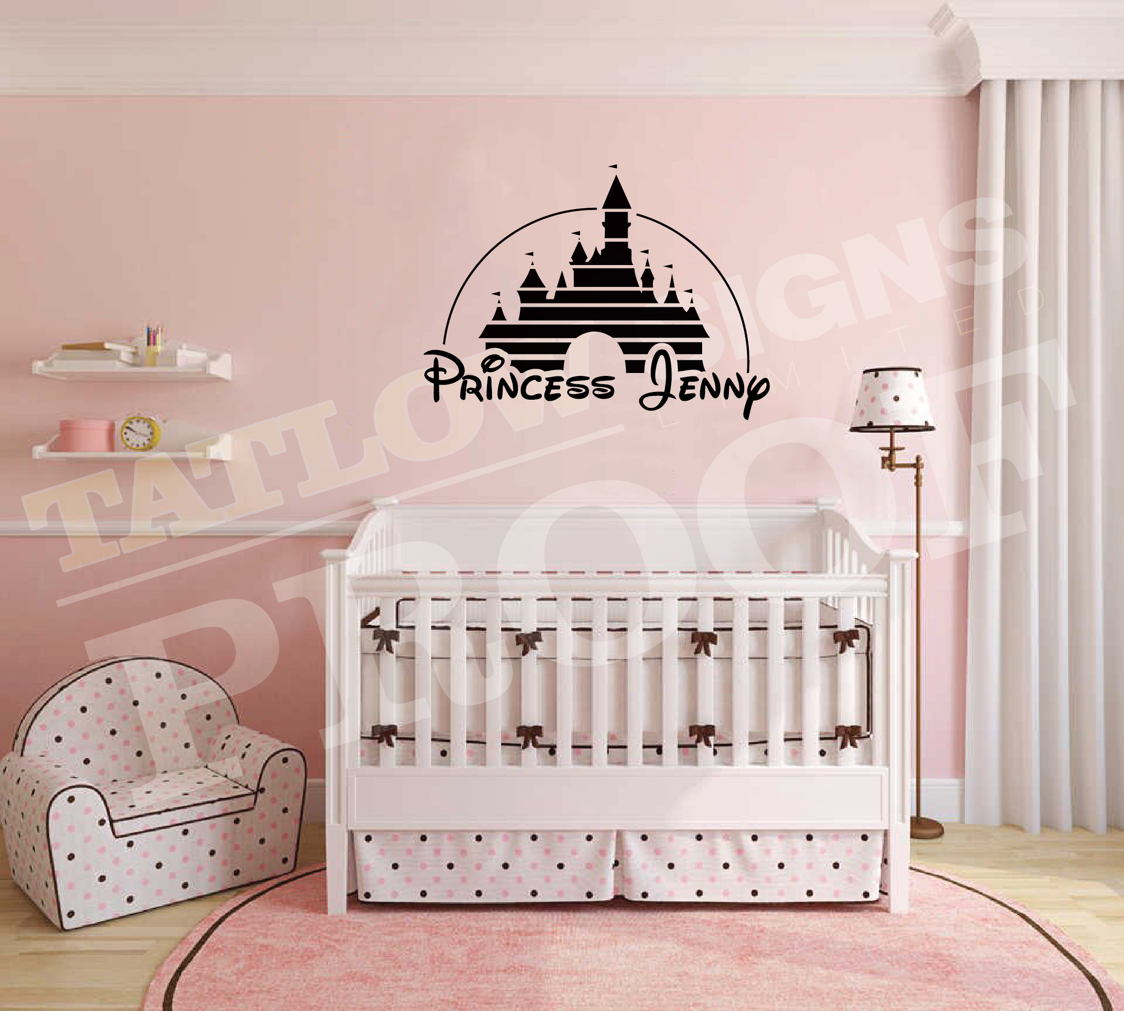 Personalised Disney Castle Self Adhesive Vinyl Decor - Tatlow Signs Limited